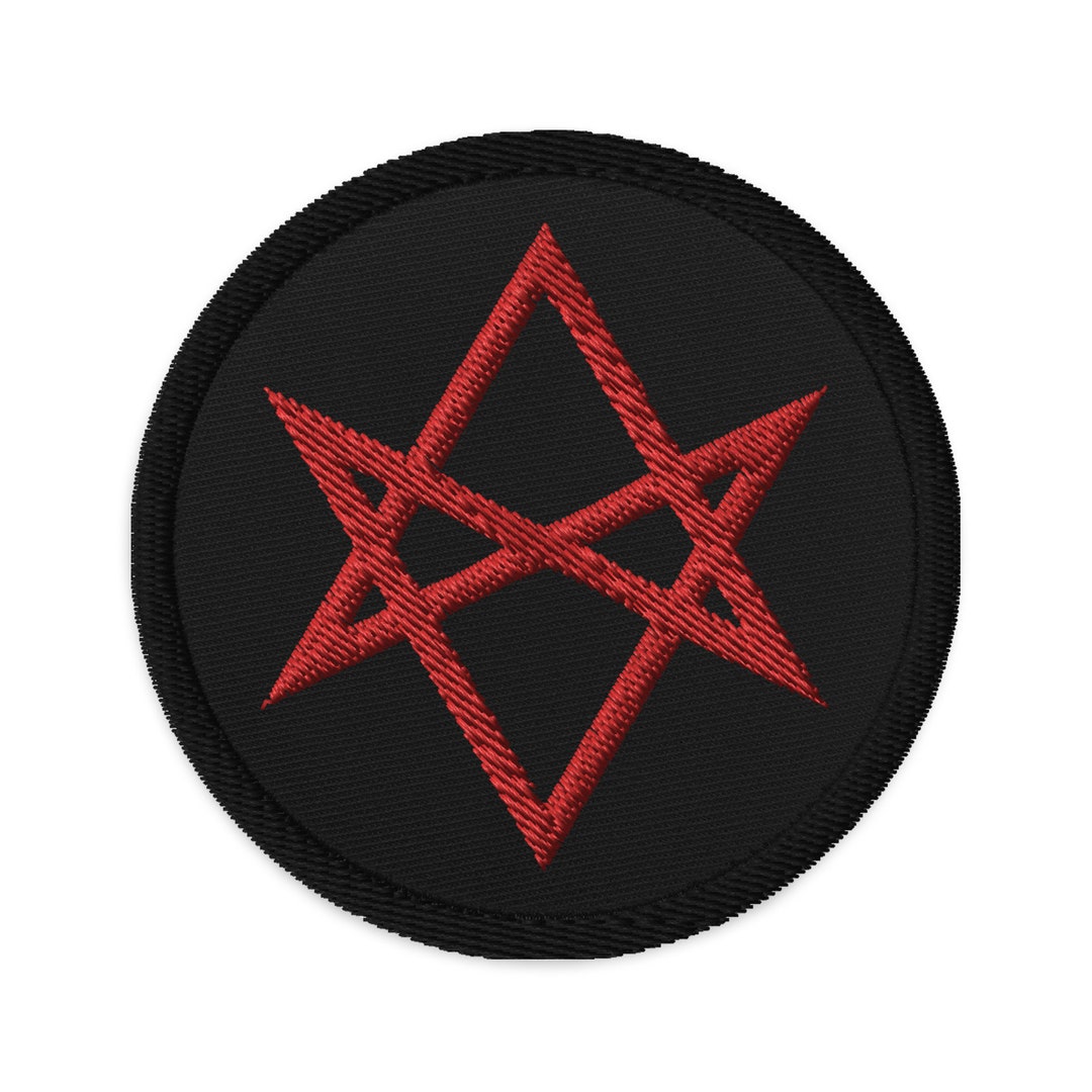 Unicursal Hexagram Embroidered Patch | Black & Red - Etsy