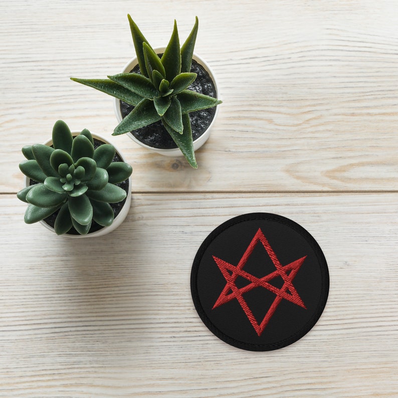 Unicursal Hexagram Embroidered Patch | Black & Red - Etsy