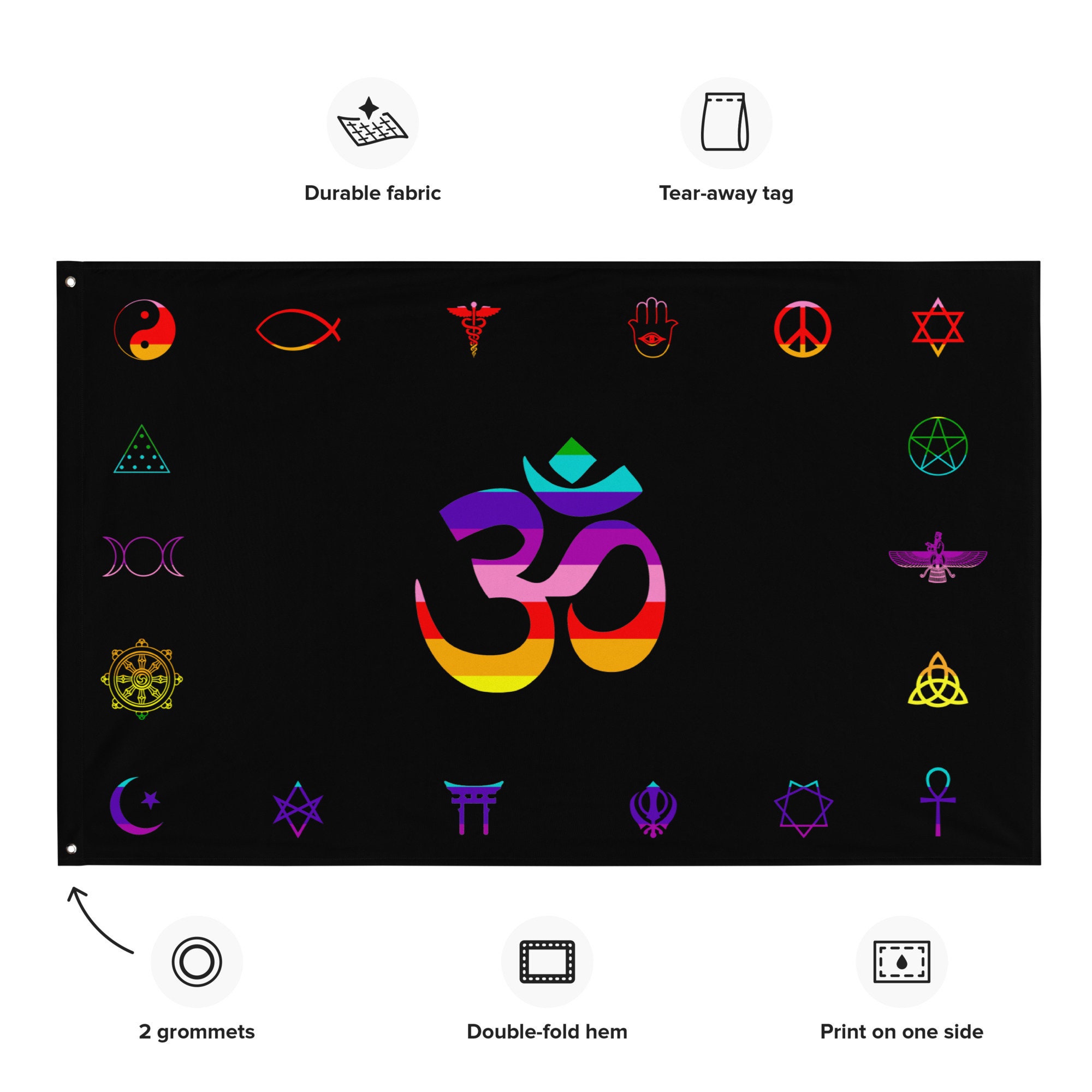 Inclusive Religious Pride Flag Rainbow Om - Etsy