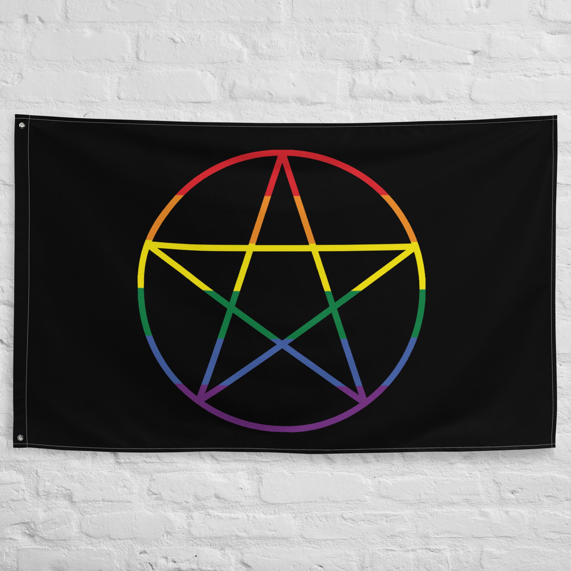 Pentagram Pride Flag Black & Rainbow - Etsy