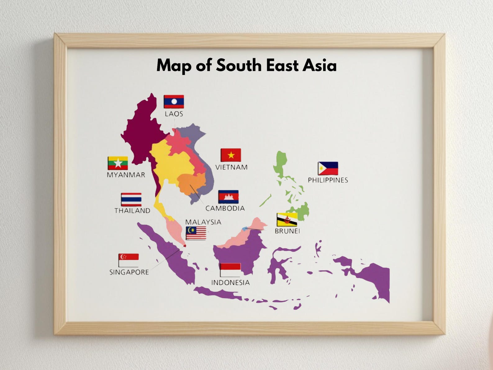 South East Asia Map Chart for Kids Toddler Learning Poster ...