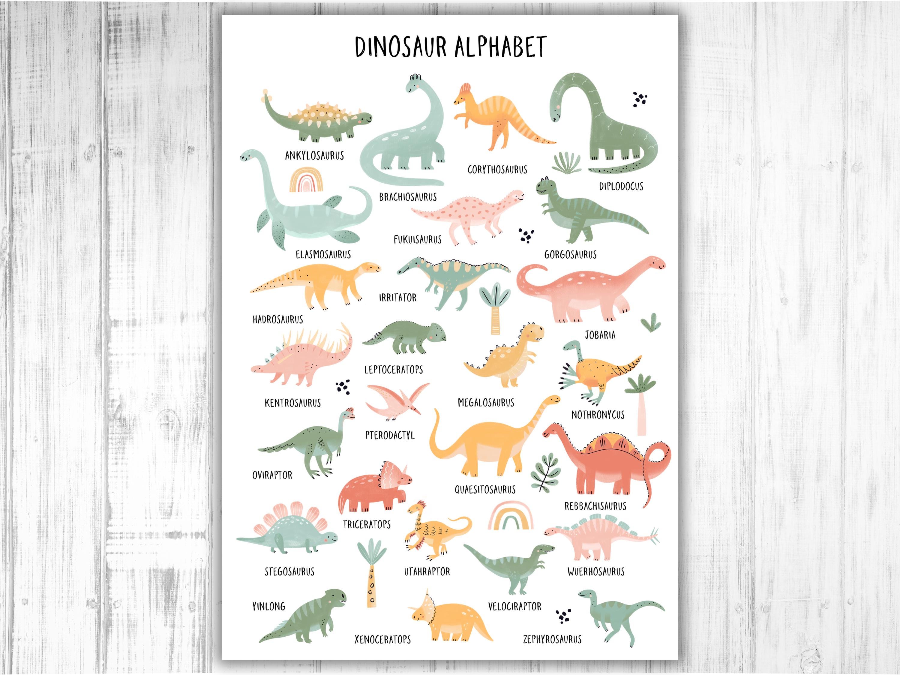 Printable Dinosaur Alphabet Poster Digital Download for Kids Room Decor ...
