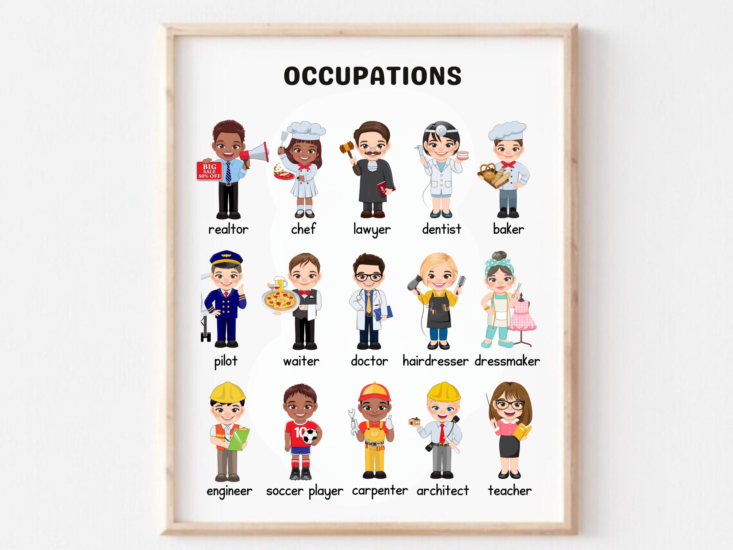 Educational Occupations Chart for Kids | Toddler Learning Poster ...