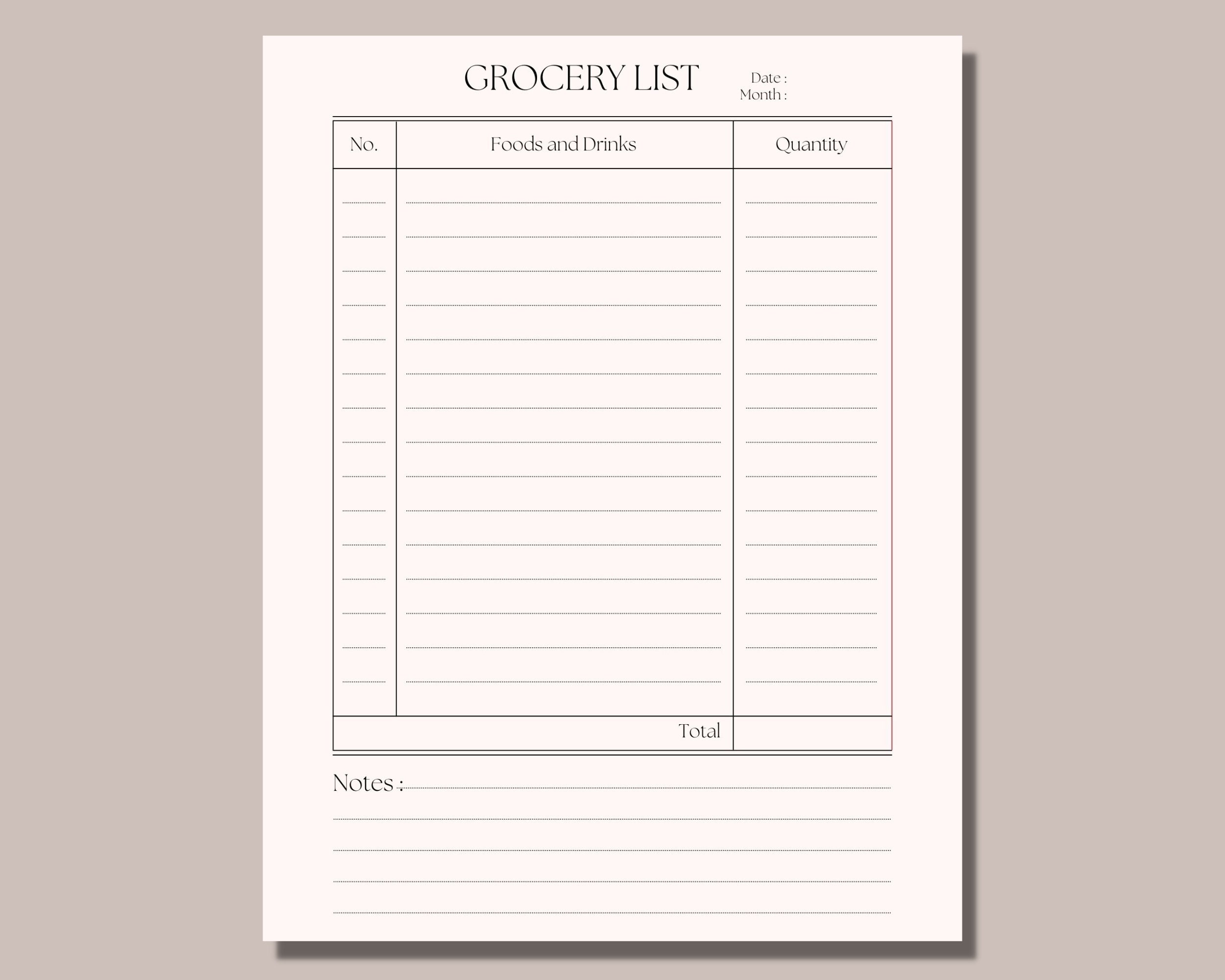 Grocery List Printable Template, Grocery Planner, Food Shopping List ...