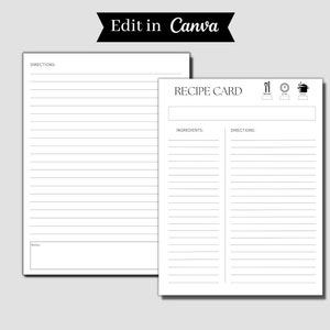 Editable Recipe Page Printable - Printable PDF Download - Editable in ...