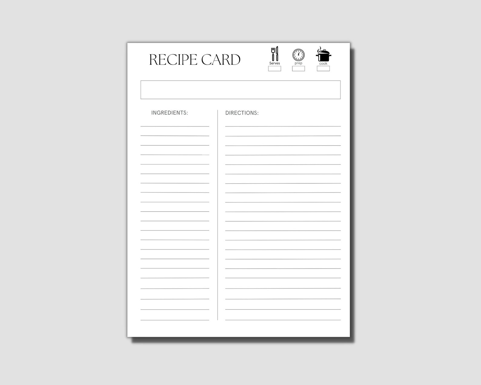 Editable Recipe Page Printable - Printable PDF Download - Editable in ...