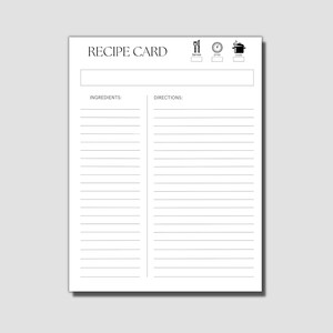 Editable Recipe Page Printable - Printable PDF Download - Editable in ...