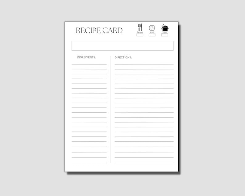 Editable Recipe Page Printable - Printable PDF Download - Editable in ...