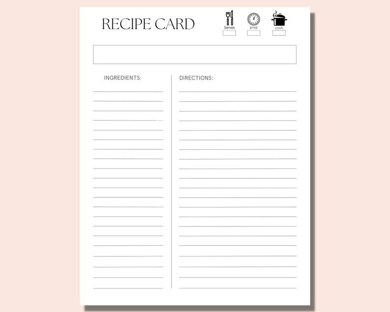 Editable Recipe Page Printable Printable PDF Download Editable in Canva ...