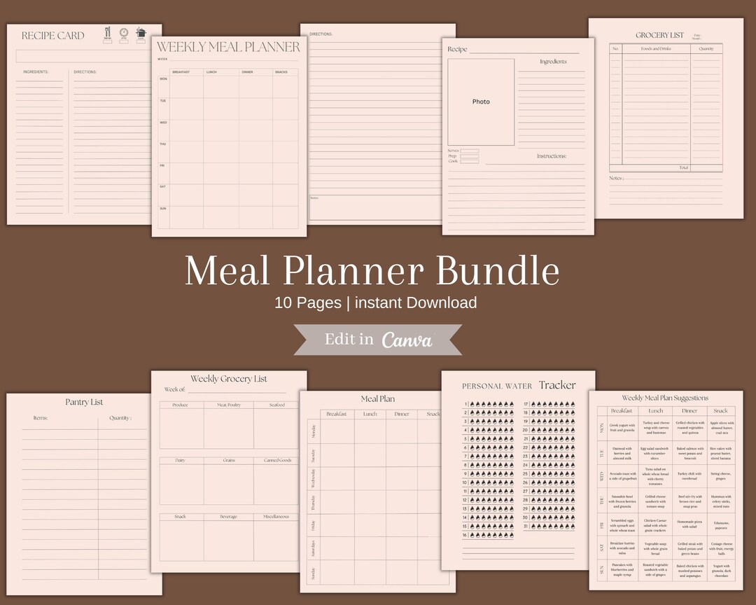 Grocery List and Meal Planner Google Sheets, Meal Plan Template ...