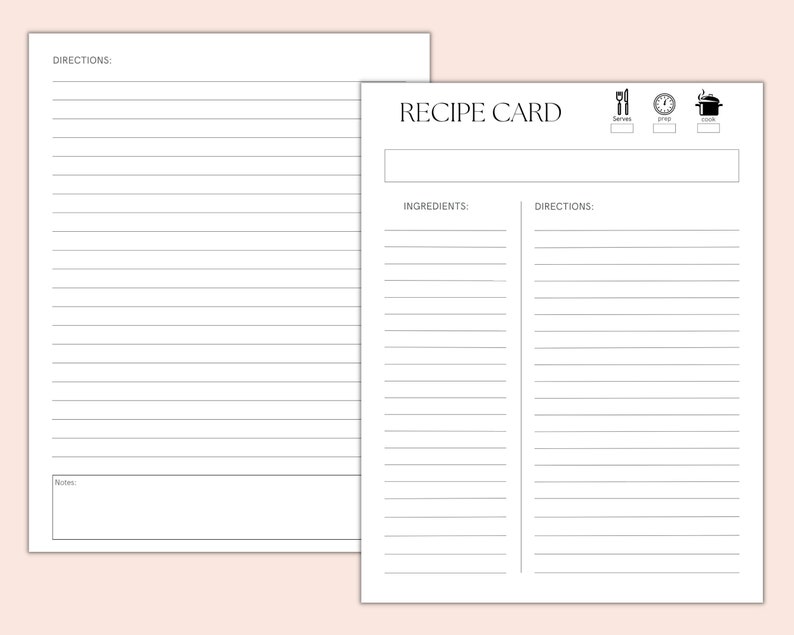Editable Recipe Page Printable Printable PDF Download Editable in Canva ...