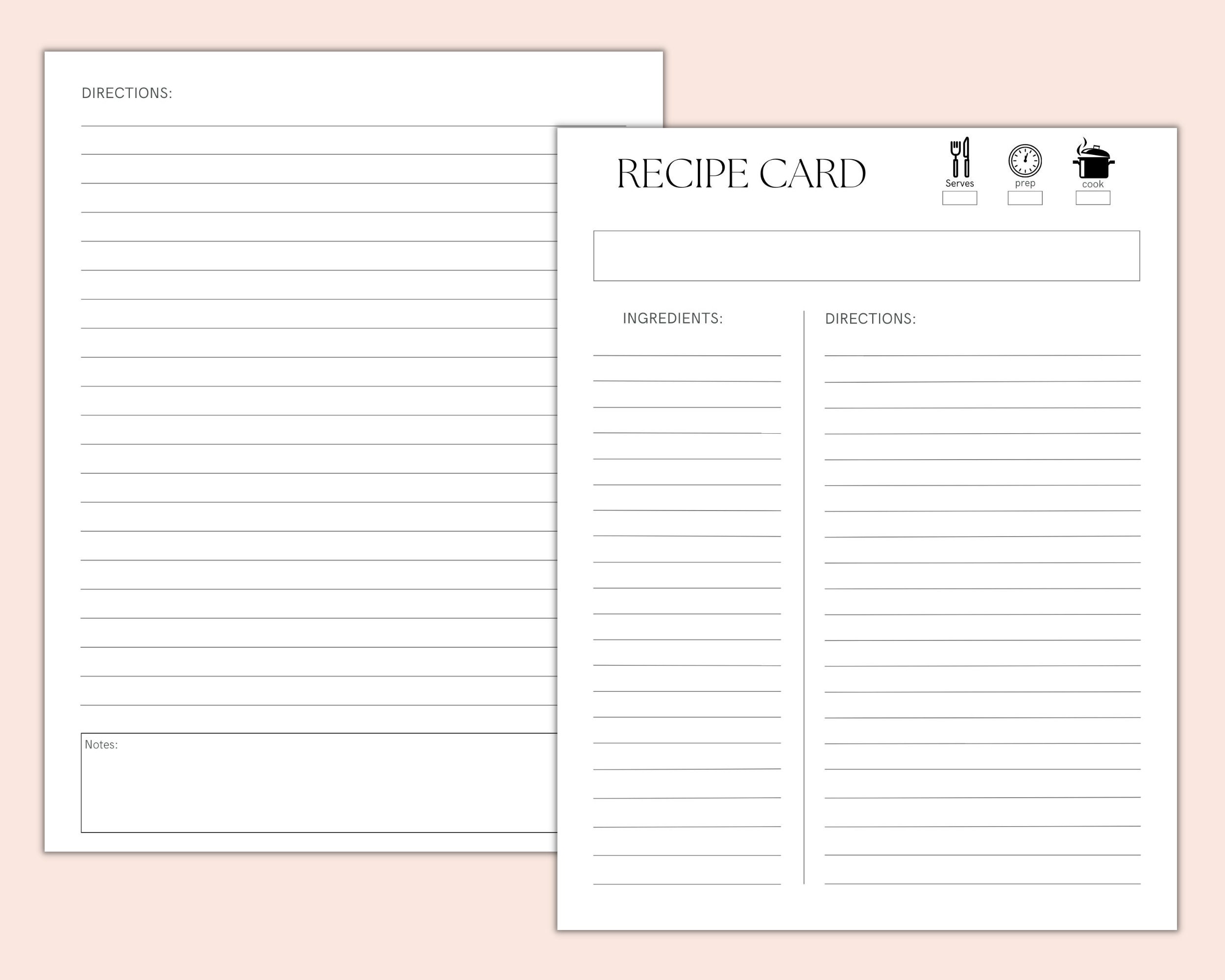 Editable Recipe Page Printable Printable PDF Download Editable in Canva ...