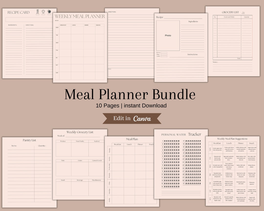 Meal Planner and Groceries Planner, Weekly Menu Planner, Meal Prep ...