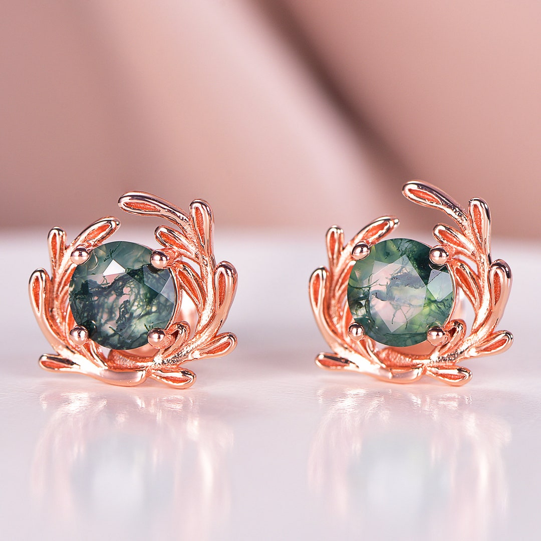 Moss Agate Earrings Trending Moss Agate Earrings Perfect Look Gift for ...