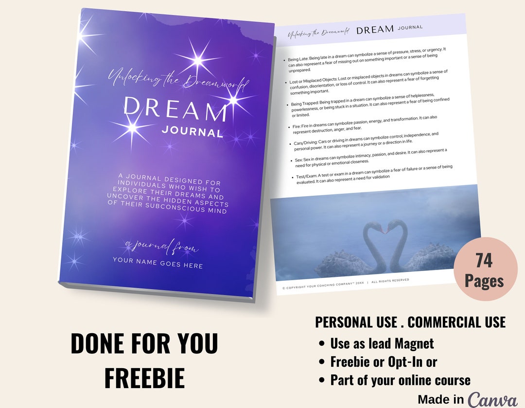 Guided Dream Journal Digital Download Sweet Dreams Journal Lucid ...