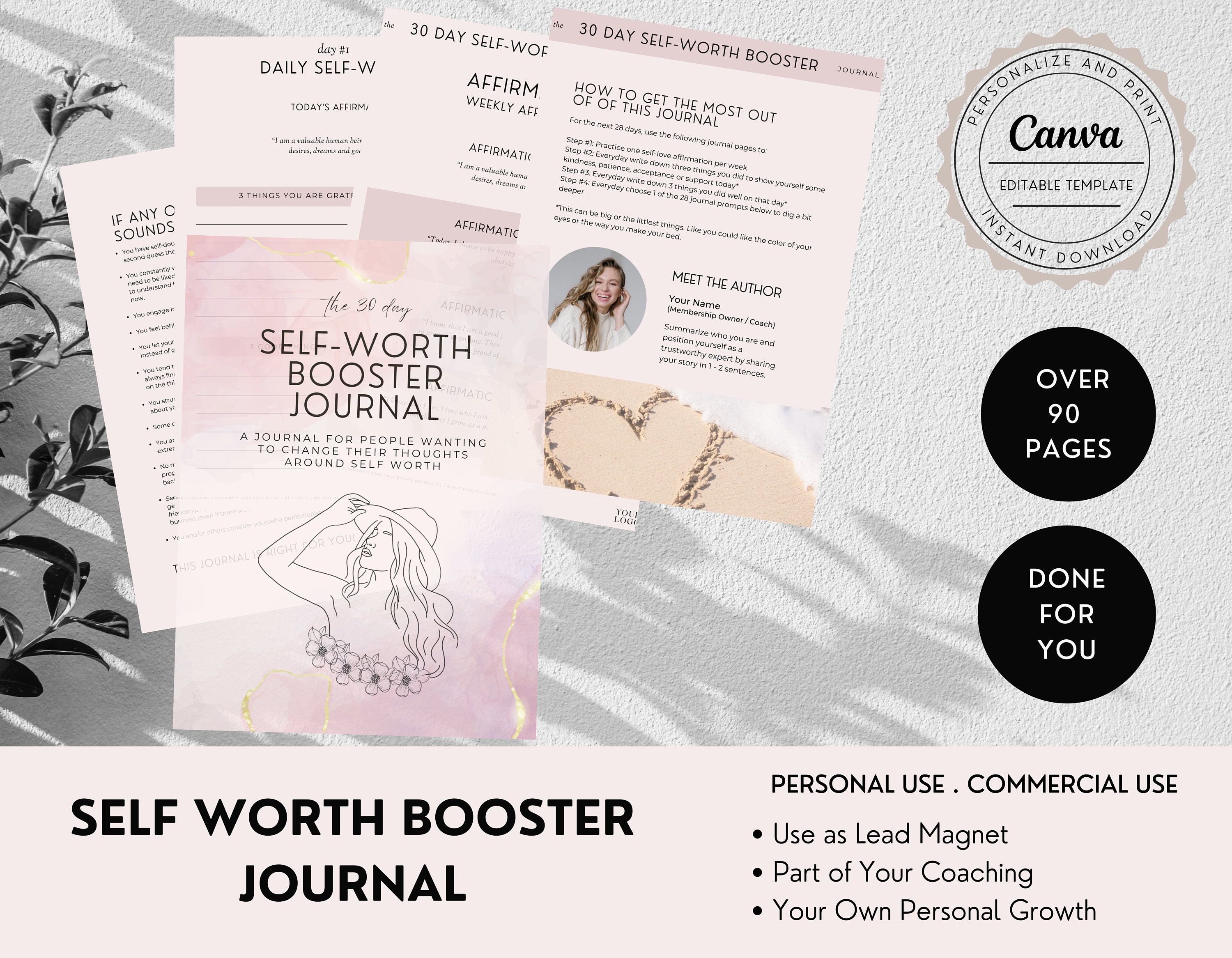 Self-worth Journal for Personal Growth & Confidence, Done for You ...