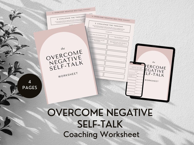 Overcome Negative Self-talk Worksheet, Inner Critic Challenge, CBT ...