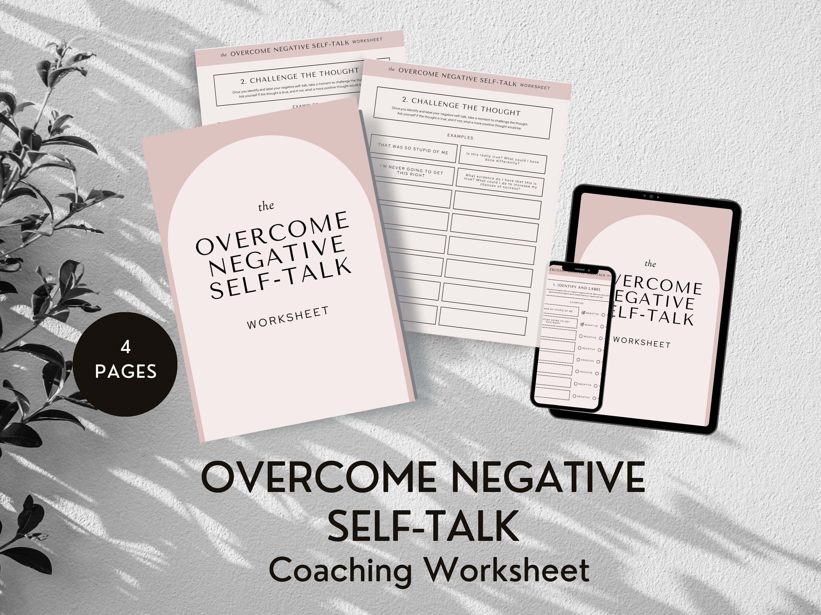 Overcome Negative Self-talk Worksheet, Inner Critic Challenge, CBT ...