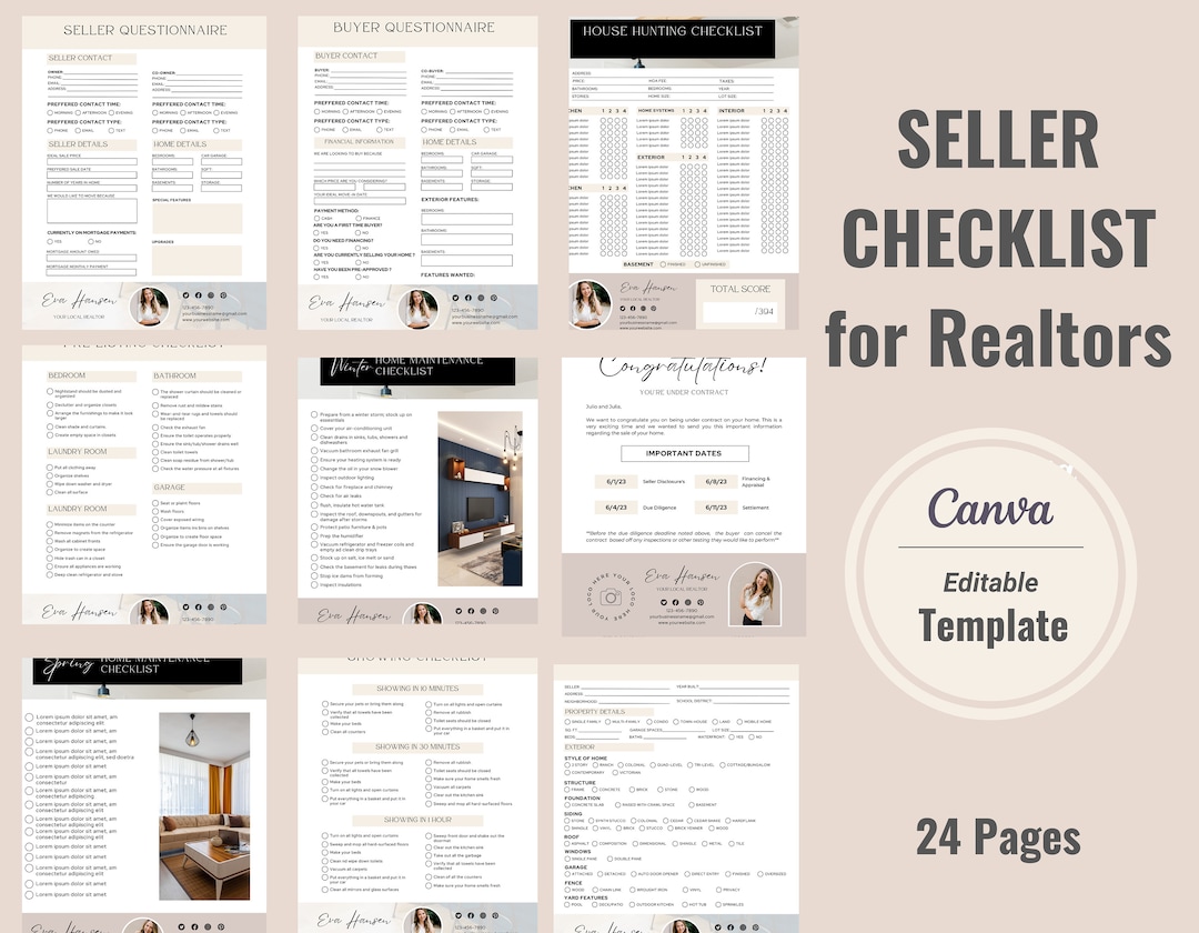 Real Estate Seller Checklist Canva Template Home Selling Checklist ...