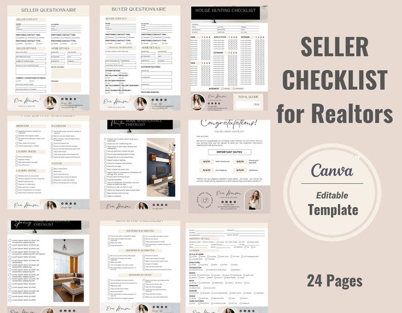 Real Estate Seller Checklist Canva Template Home Selling Checklist ...