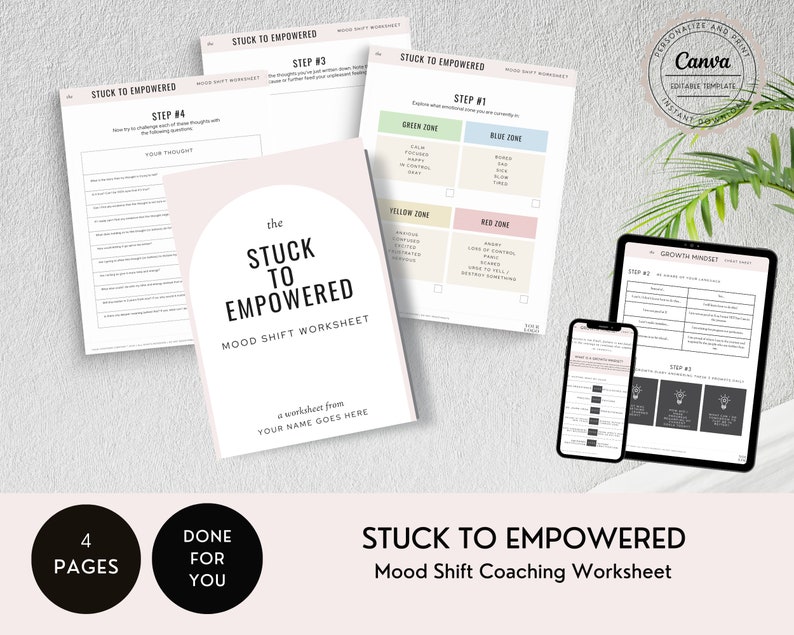 Mood Shift Workbook, Worksheet for Coaches, Done for You Freebie ...