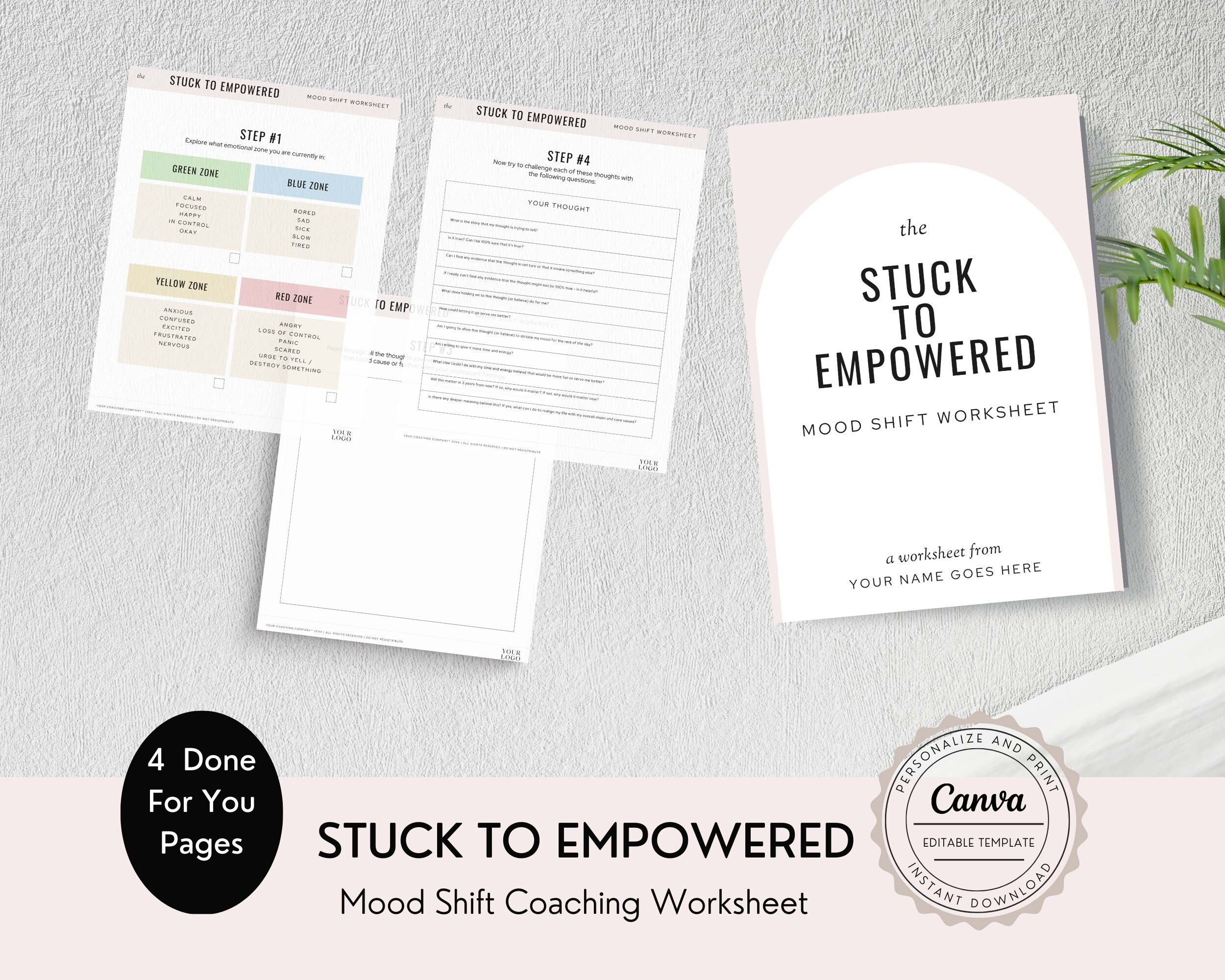 Mood Shift Workbook, Worksheet for Coaches, Done for You Freebie ...