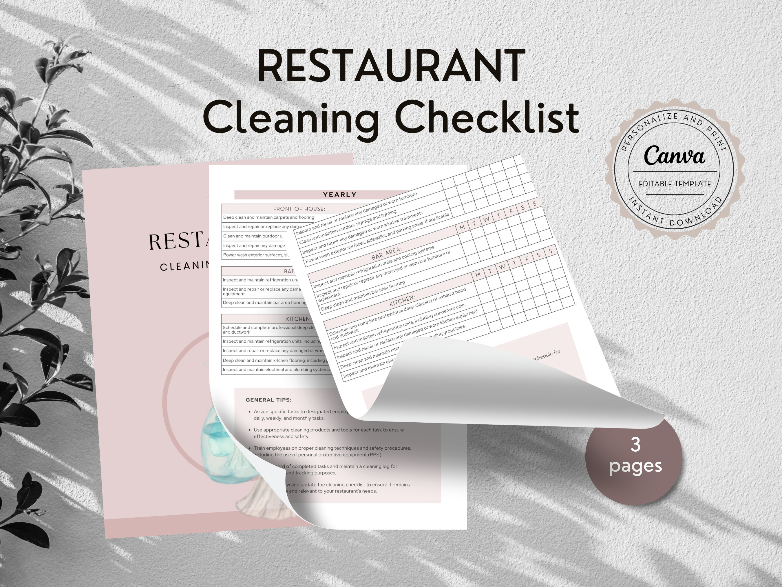 Editable Restaurant Cleaning Checklist | Commercial and Restaurant ...