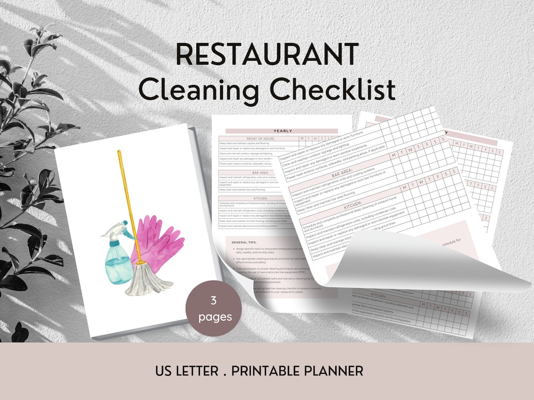 Editable Restaurant Cleaning Checklist | Commercial and Restaurant ...
