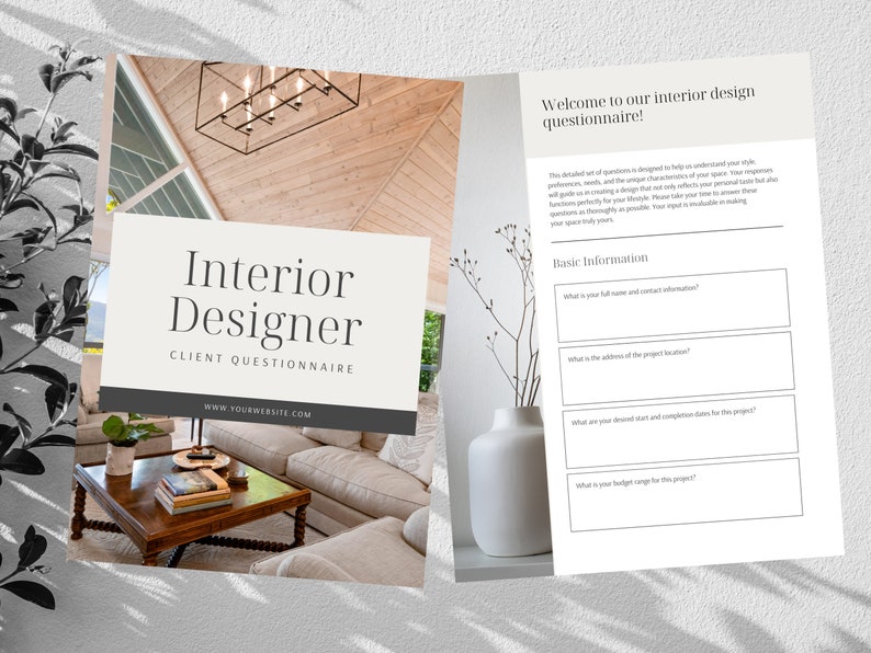 Interior Design Client Questionnaire Template| Printable Client Intake ...
