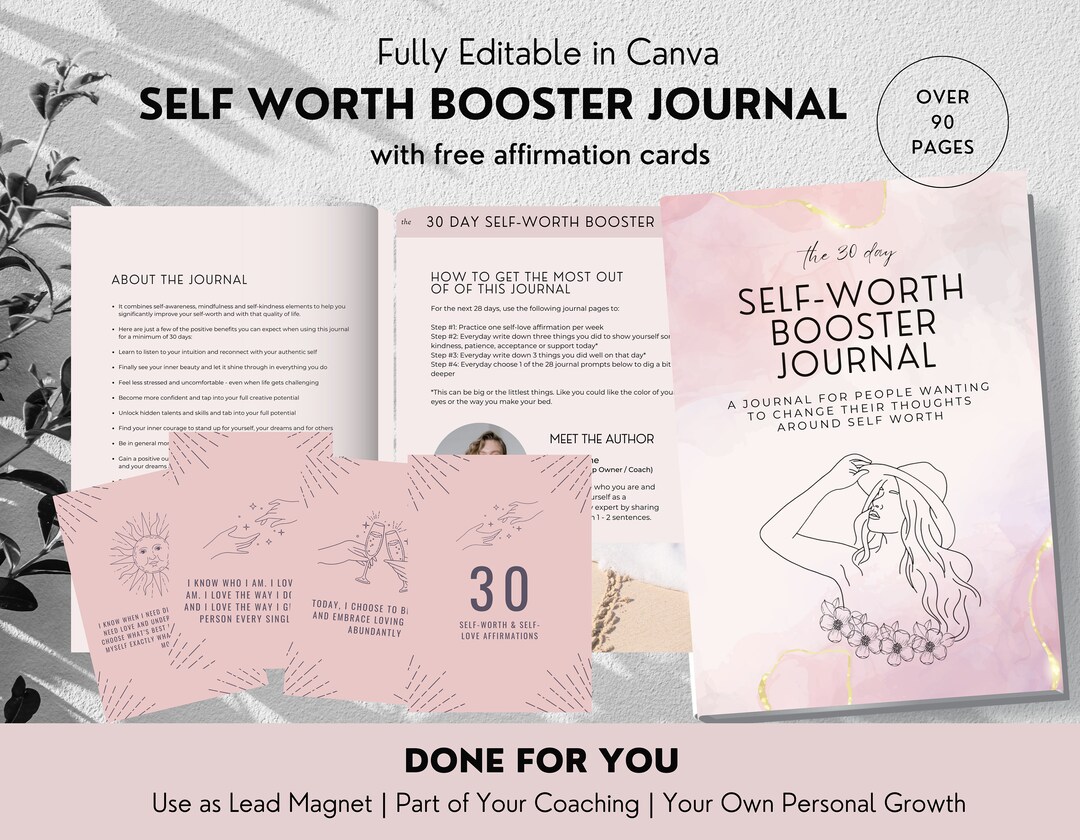 Self-worth Journal for Personal Growth & Confidence, Done for You ...