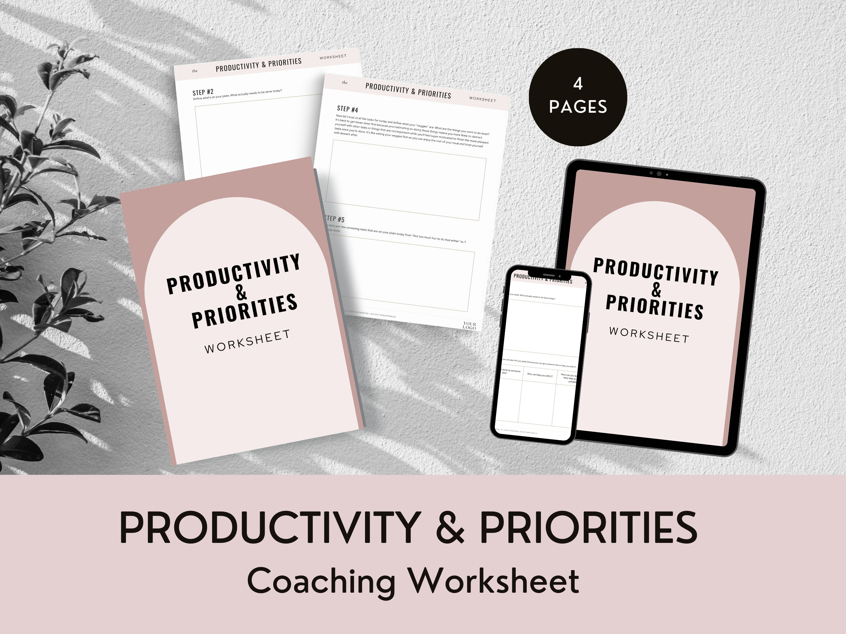 Productivity & Priorities Worksheet Template Time Management, Coaching ...