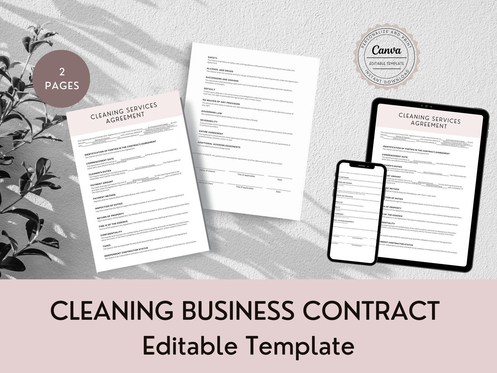 Editable Cleaning Business Contract - Cleaning Contract, Commercial ...