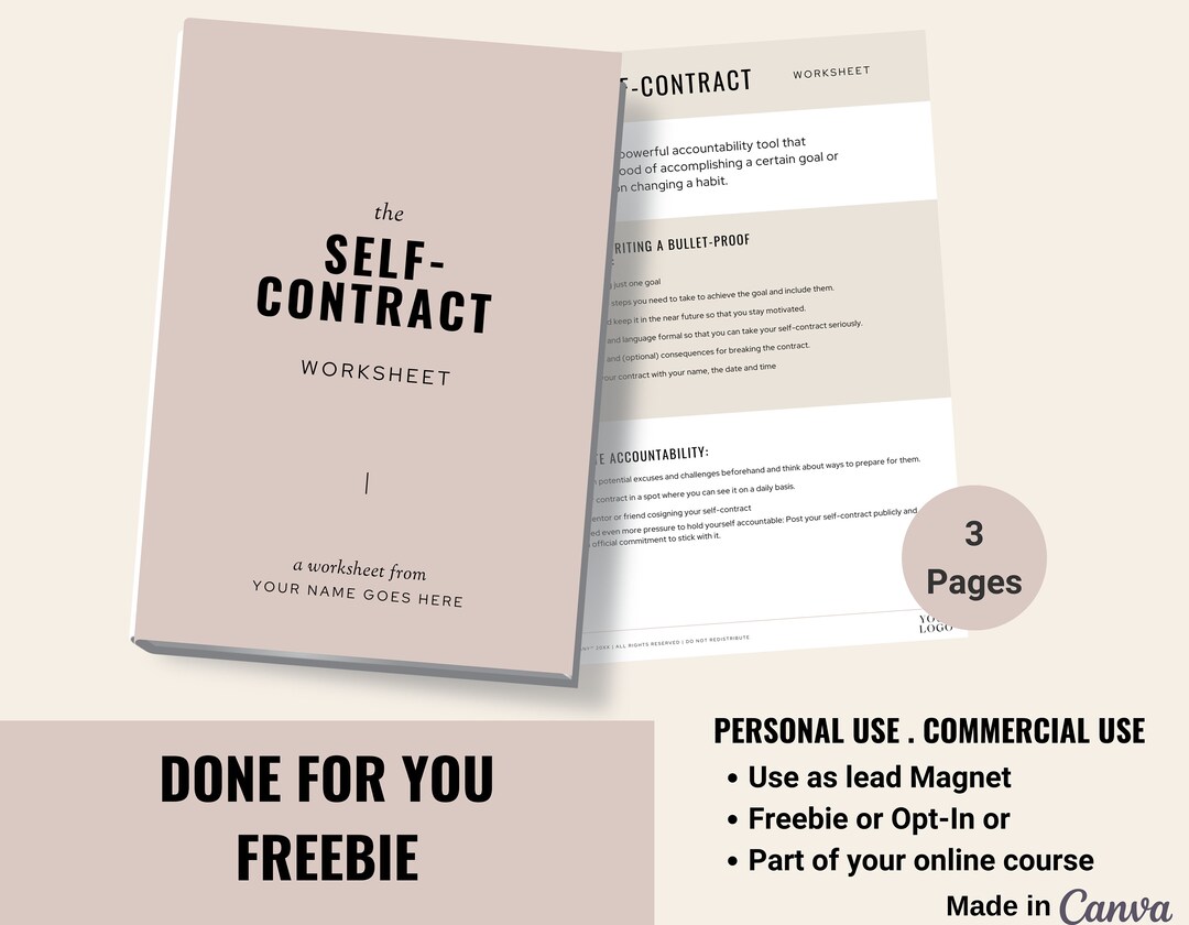 Self Contract Client Worksheet Done for You Lead Magnets - Etsy