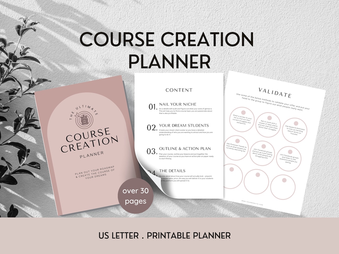 Printable Course Creation Planner, Course Creator Planner, Course ...