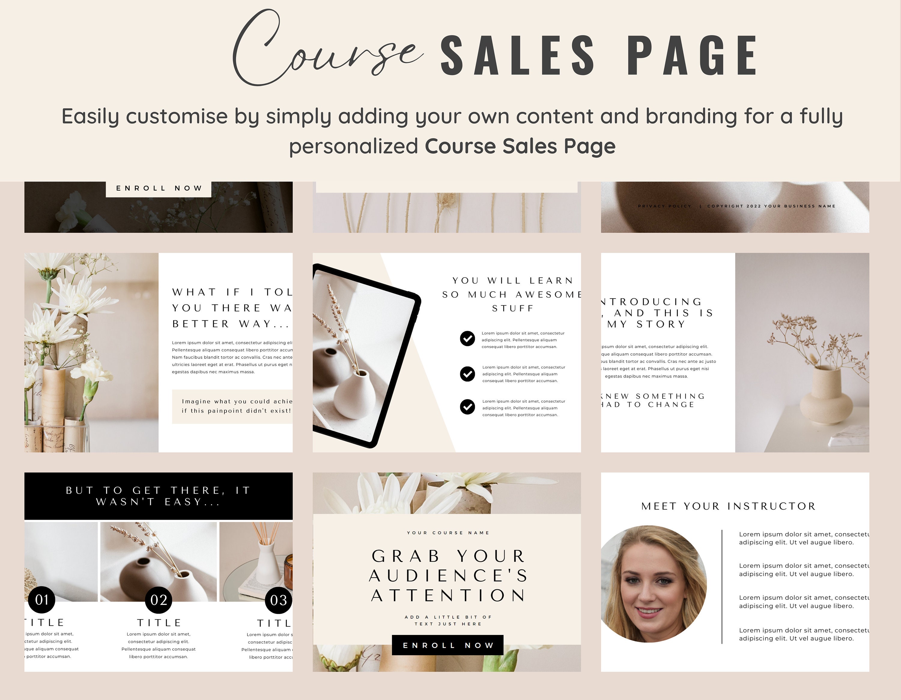 Sales Page Template for Courses, Coaching Sales Page Template, Website ...