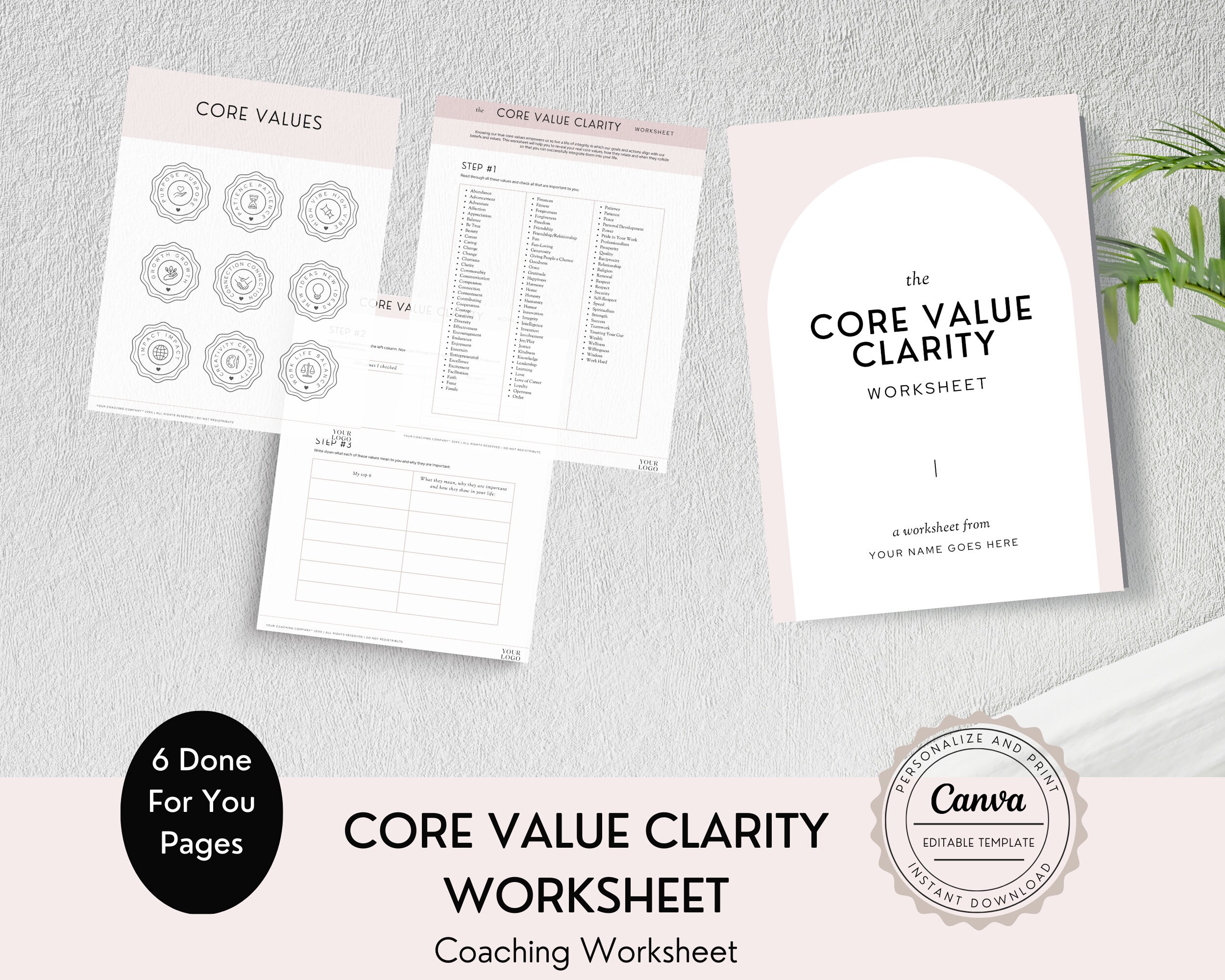 Core Value Clarity Worksheet Identifying Core Values - Etsy