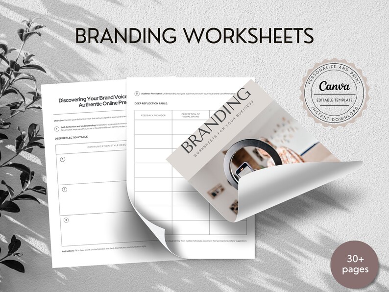 Brand Strategy Worksheets - Small Business Marketing Plan, Printable ...