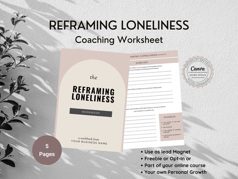 Reframing Loneliness Worksheets - Coaching Tools, Lead Magnet, Life Coaching Worksheets, Done ...