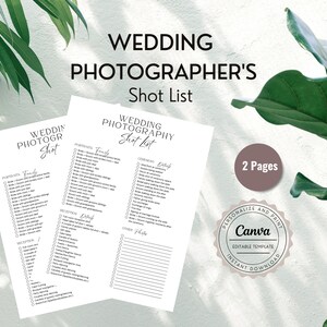 Editable Wedding Photo Shot List, Wedding Photography Shot List ...