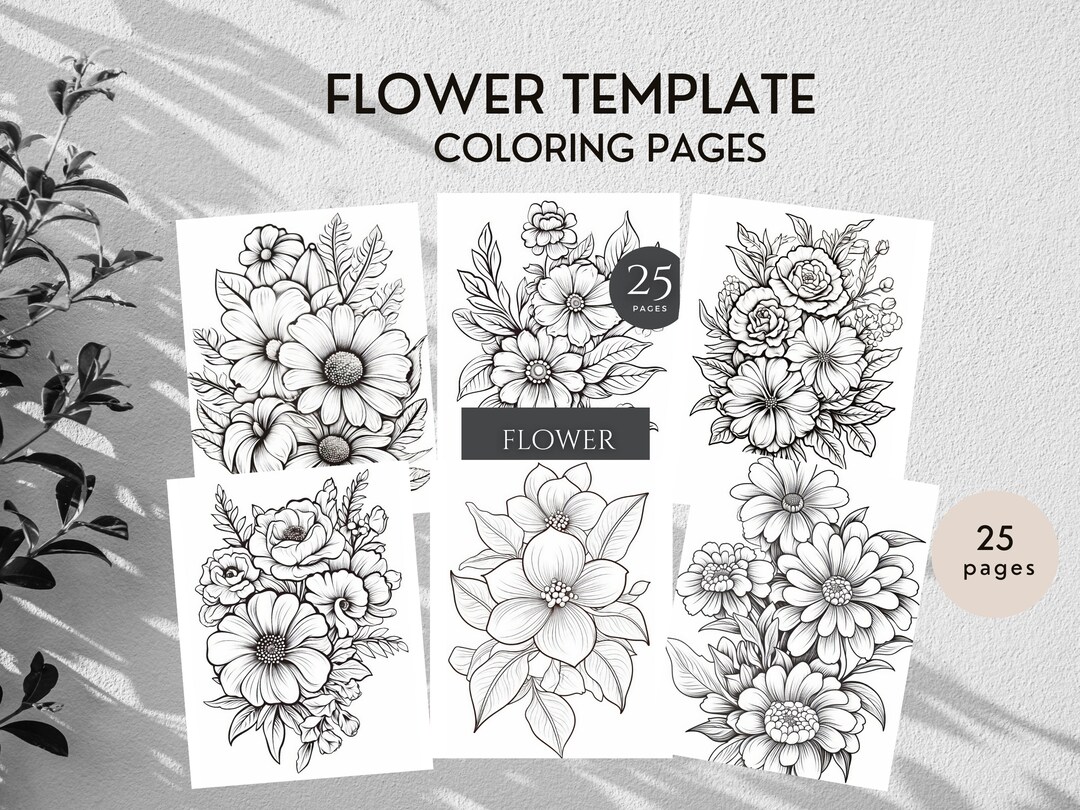 Tranquil Flower Coloring Pages Mindful Art Printable Relaxation Sheets ...