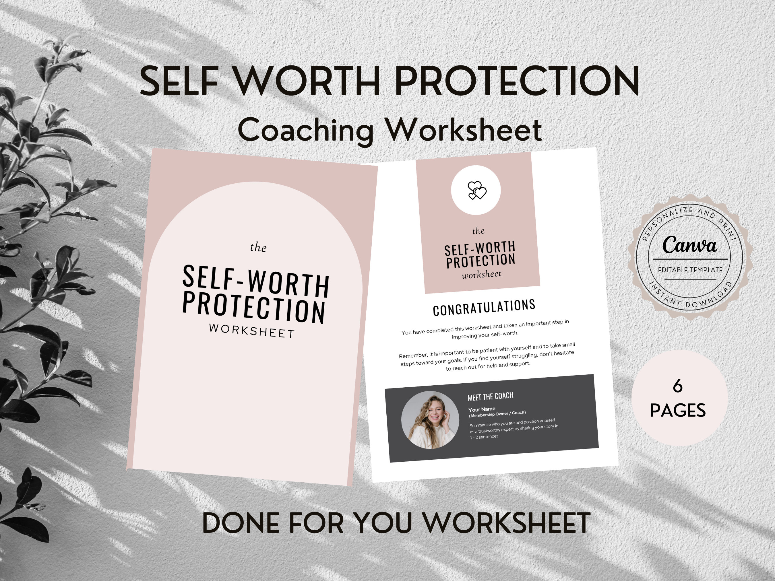 Editable Self Worth Worksheet Self-esteem Worksheets Done for You ...