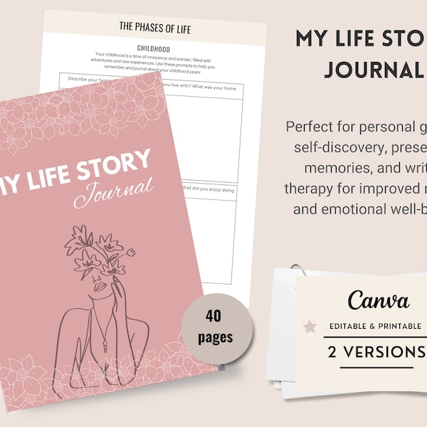 Life Story Journal Template - Etsy