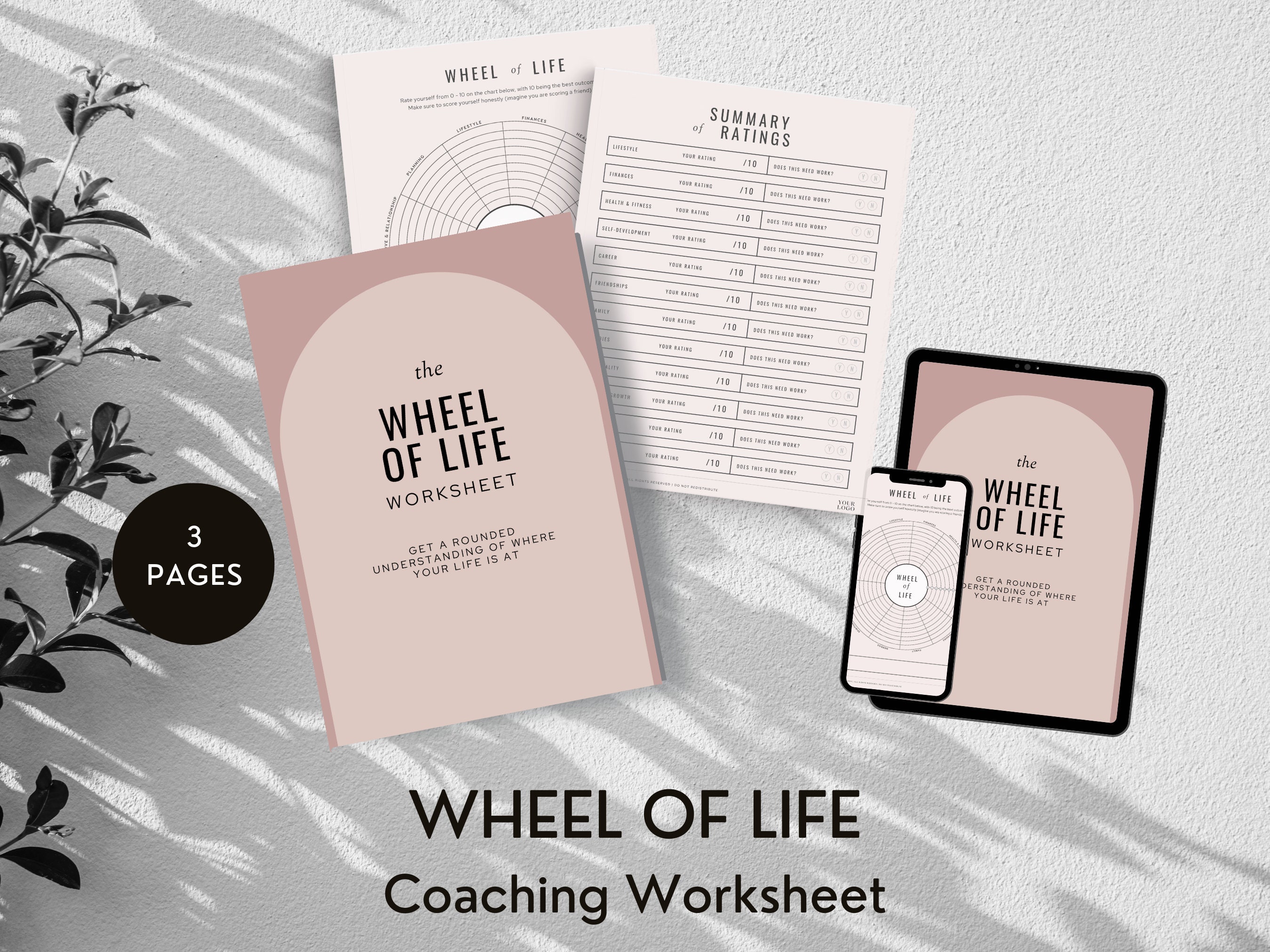 Editable Life Wheel Template Worksheet | Done for You Coaching Template ...