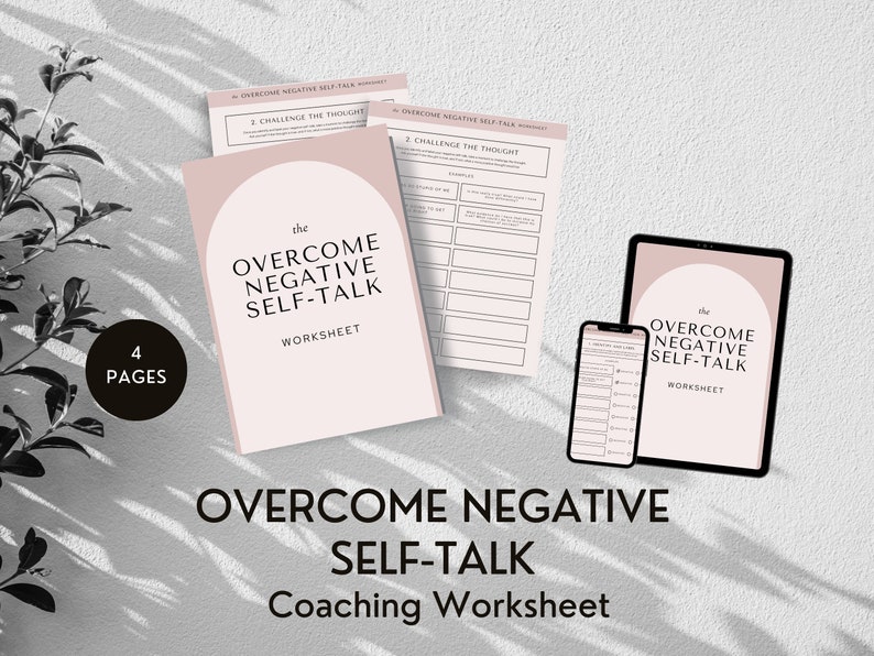Overcome Negative Self-talk Worksheet, Inner Critic Challenge, CBT ...