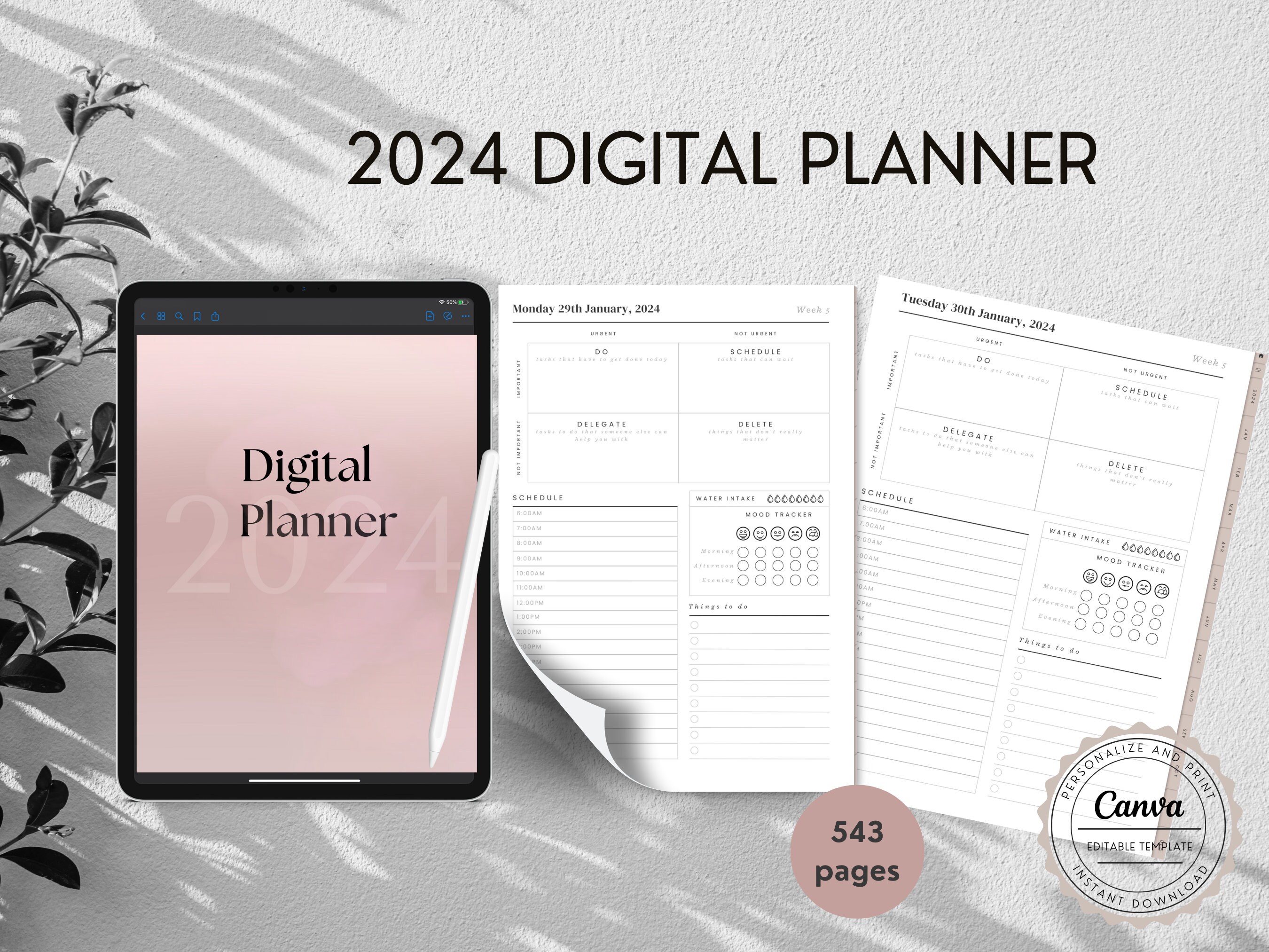 2024 Digital Planner Printable PDF Editable Templates - Etsy