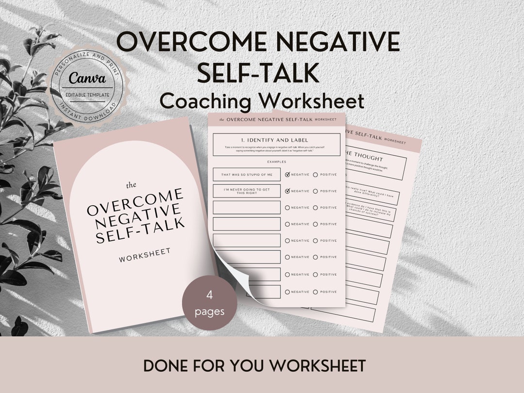 Overcome Negative Self-talk Worksheet, Inner Critic Challenge, CBT ...
