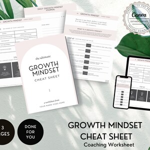 Growth Mindset Cheat Sheet, Coaching Resources, Client Worksheet ...