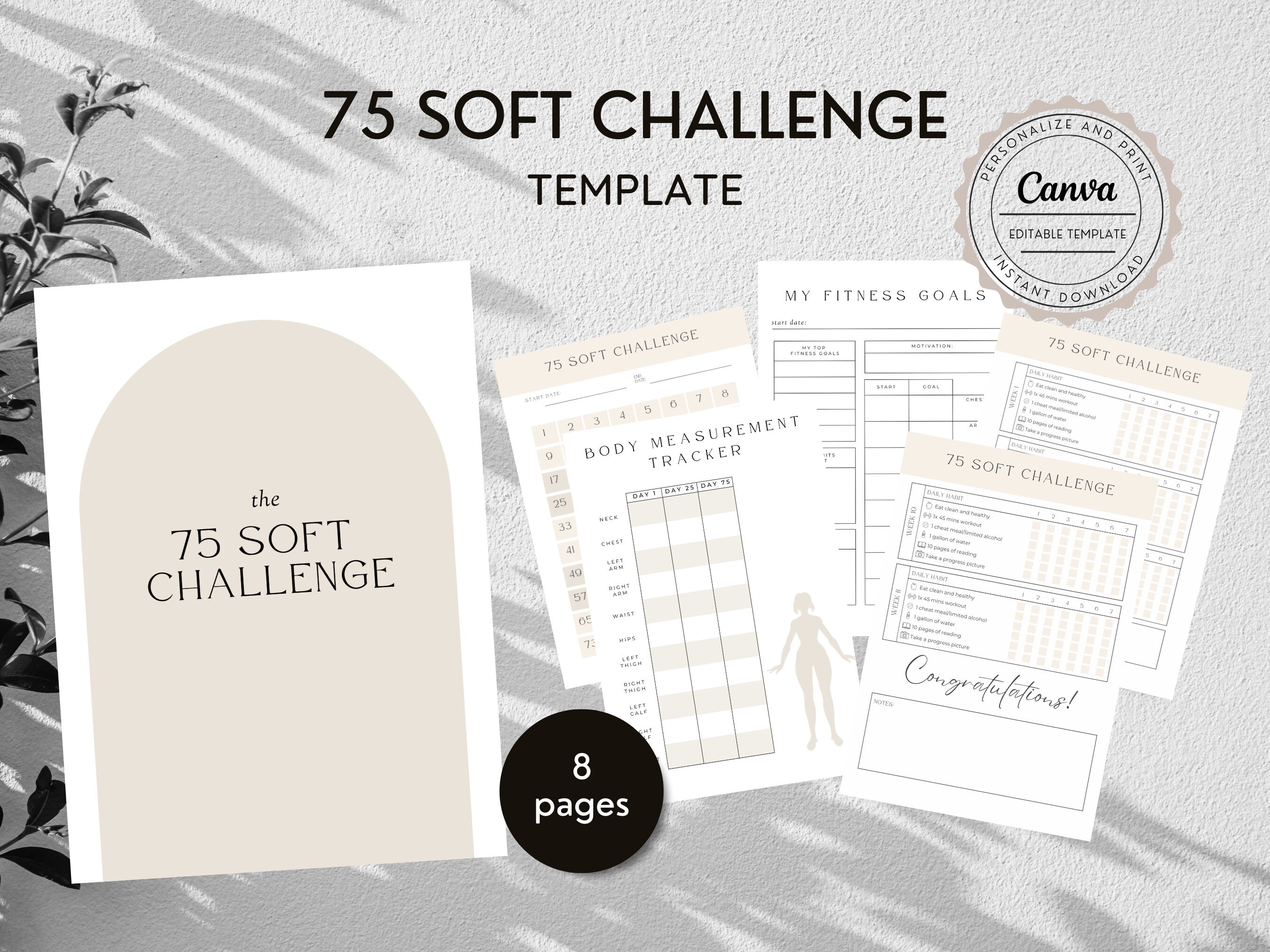 Editable 75 Soft Challenge Canva Template Increase Productivity & Boost ...