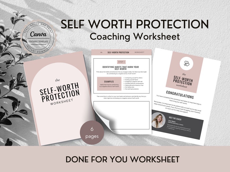 Editable Self Worth Worksheet Self-esteem Worksheets Done for You ...