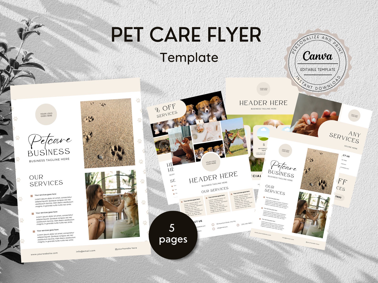 Editable Pet Care Flyer Template, Dog Walking Flyer, Cat Care Flyer ...